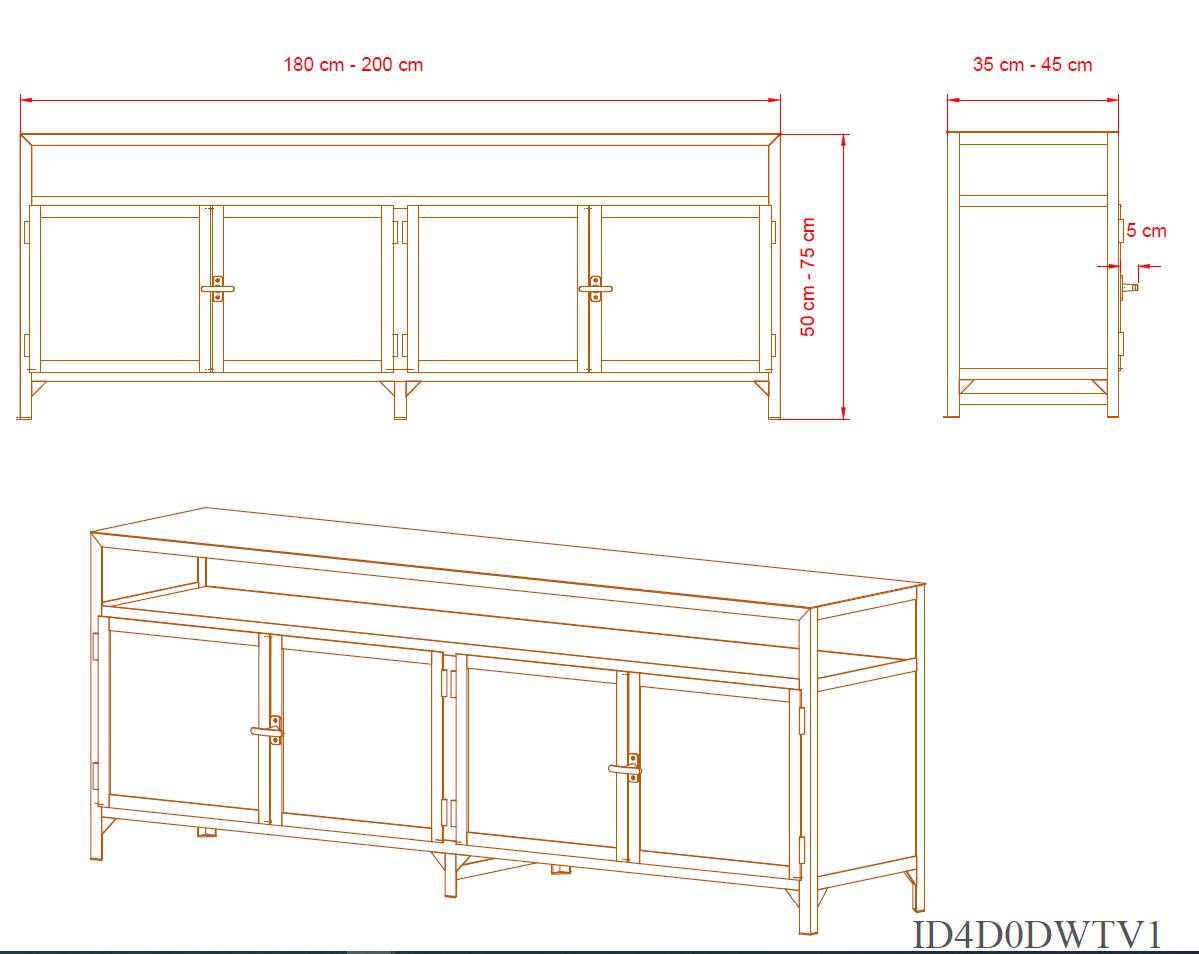 TV Sideboard Lowboard aus Metall