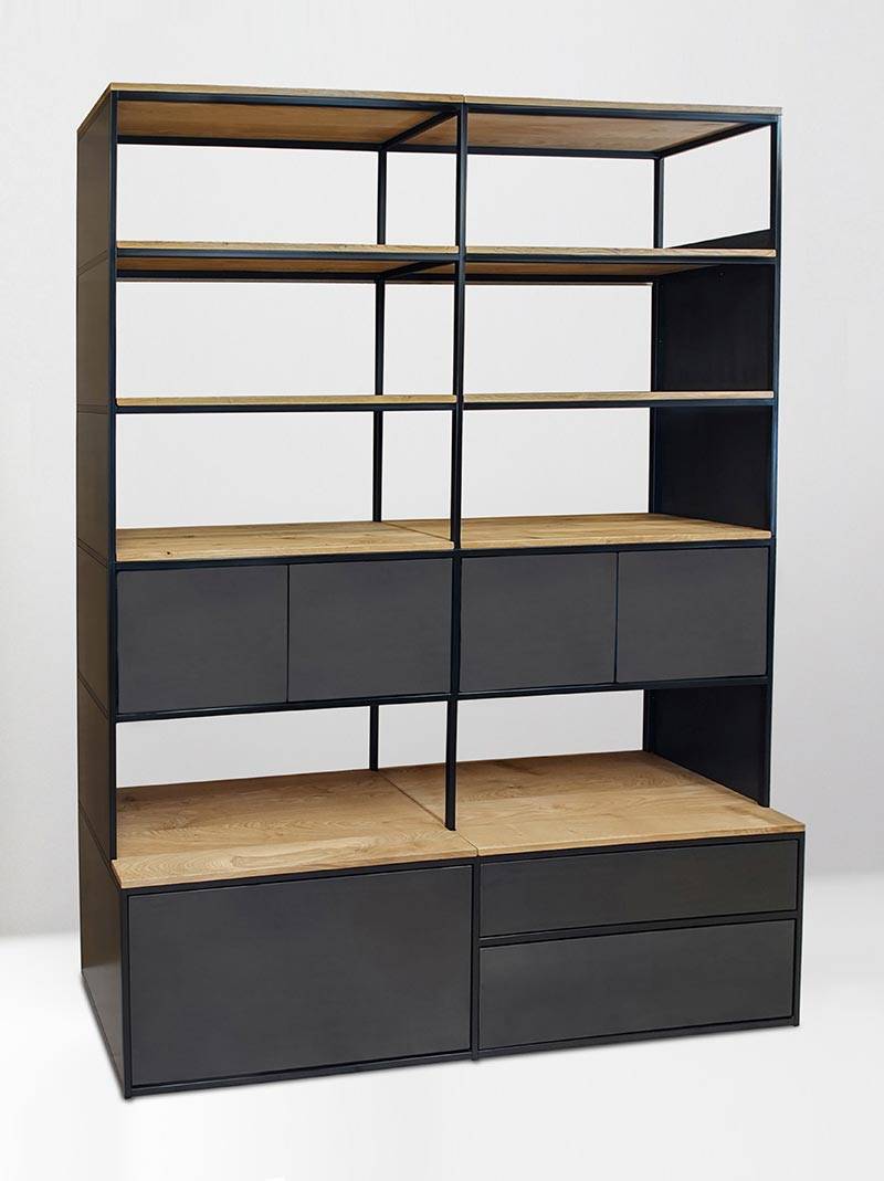 Regal nach Mass aus Holz und Metall Raumteiler Stahlregal